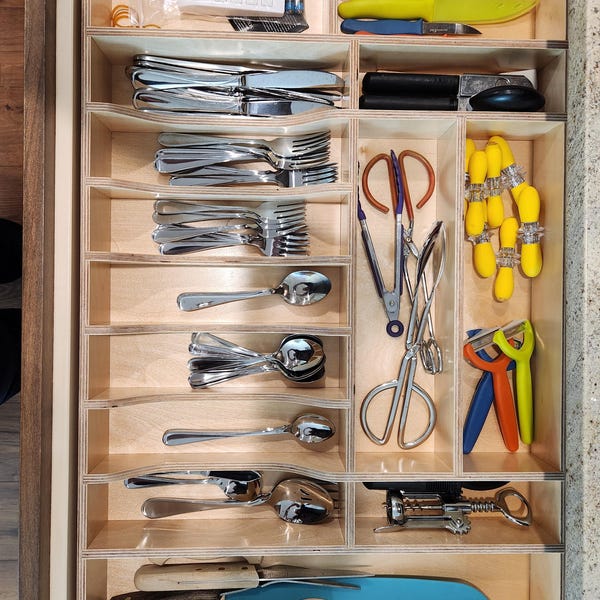 Two Tier Drawer Organizer With Sliding Tray for Utensils Silverware ...
