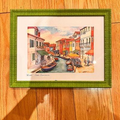 Eclectic Picture Frames Colorful Ridges Funky Decor Vintage Lime Green ...