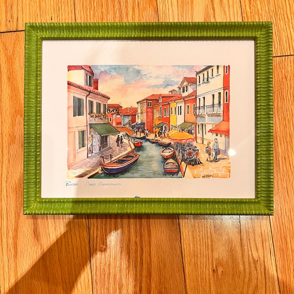 Eclectic Picture Frames Colorful Ridges Funky Decor Vintage Lime Green ...
