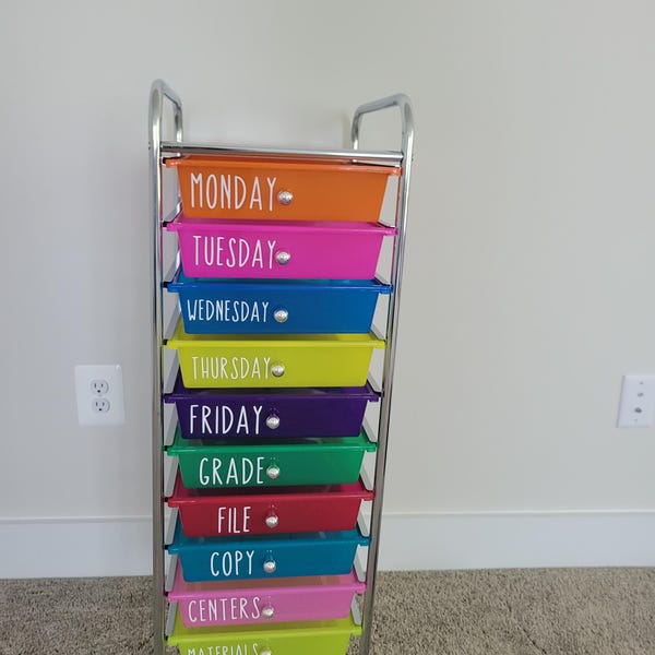 Classroom Labels, Rolling Cart Labels, Rainbow Cart Labels, Rolling ...