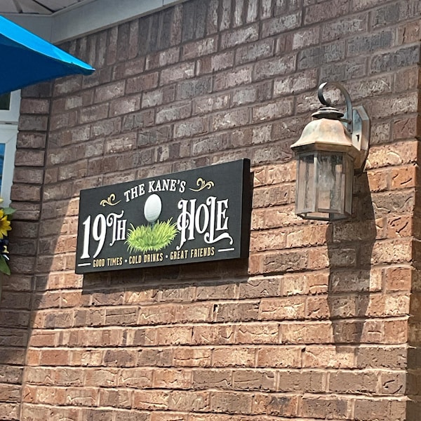 19th Hole Sign Home Bar Decor Personalized Golf Wall Decor Simulator ...