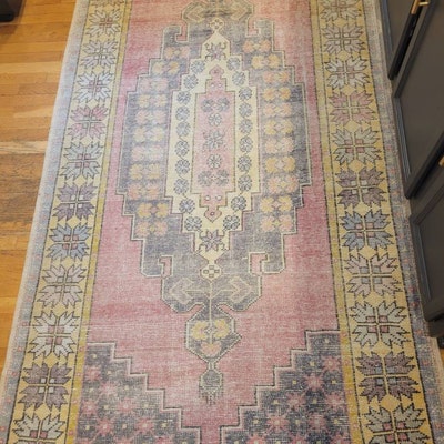 Turkish Area Rug, Vintage Oushak Rug, Living Room Rug, Rug for Bedroom ...