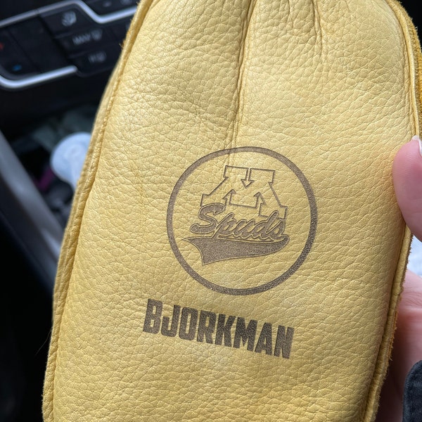 Leather Chopper Mittens With State Logo Engraved Custom Engraved ...