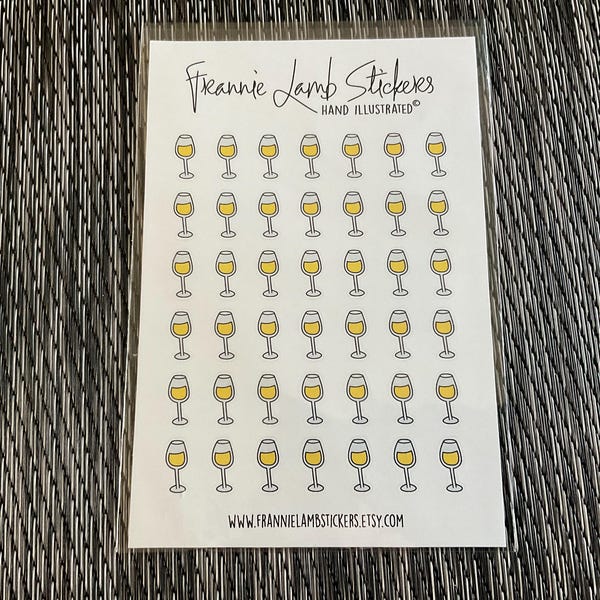 White Wine Stickers (1/2" Each), Alcohol Planner Stickers, Drink ...