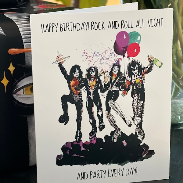 Fun 'rock and Roll All Night' Birthday Card, 70s Music, Rock Music, 70s ...