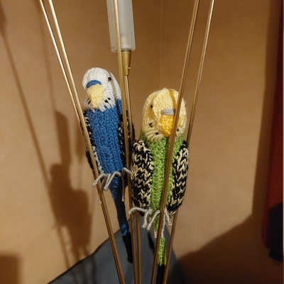 Parakeet Knitting Pattern Green and Blue Budgie Knitting Pattern Sparky ...