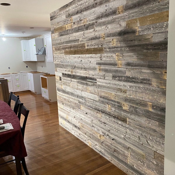 Real Weathered Wood Planks - Rustic Reclaimed Barn Wood Paneling Accent ...