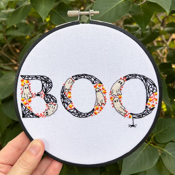 BOO Text Halloween Embroidery Pattern & Guide PDF Digital Download ...