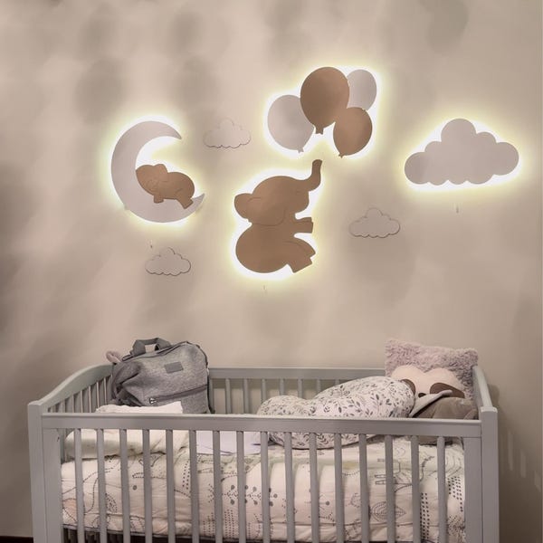 Set of 4 Baby Night Light, Baby Room Light, Personalized Lamp, Cloud ...