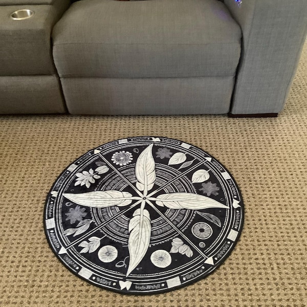 Colorful Mushroom Round Rug, Colorful Round Hippy Rug for Bedroom ...