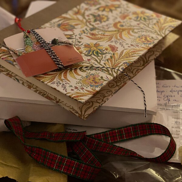 Hand Bound Florentine Floral Journal Book Art Italian Metallic Gold ...