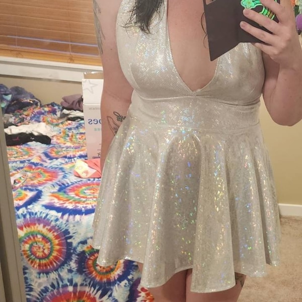 Star Micro String Bikini Top in Oil Slick Holographic - Rave Wear ...