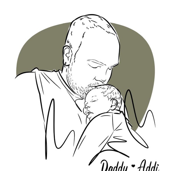 Custom Papa & Family Line Drawing From Photo, Personalized Gift for Him ...