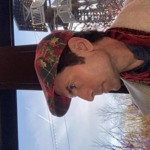 Holiday Christmas Holly Plaid Print Cotton Jeff Cap, Ivy Cap, Driving ...