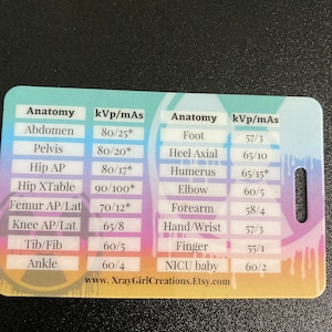 Xray Technique Card Xray Mas and Kvp Chart Radiology - Etsy