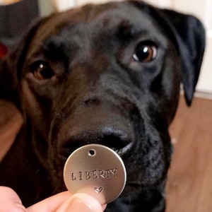 Personalized Aluminum Dog Tag - Hand Stamped Pet Tag - Metal Dog ID Tag ...