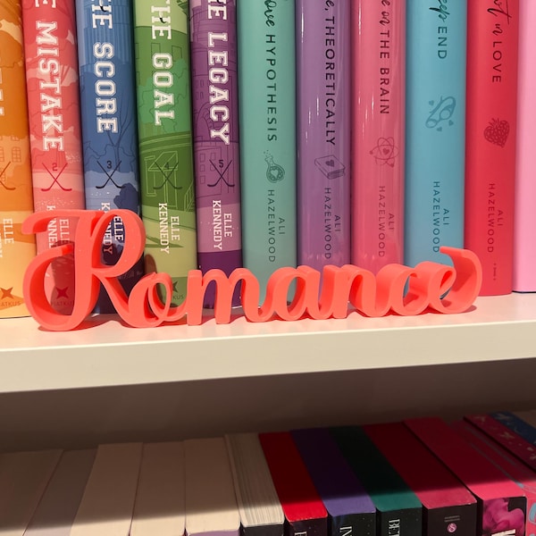 Romance Bookshelf Sign Library Book Lover Gift Custom Colors Book Club ...