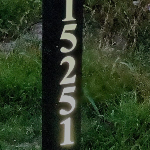 43" Tall Custom Steel Address Sign, Solar Powered LED Lighted. - Etsy