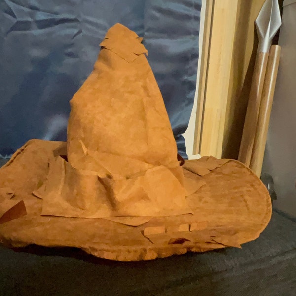 Unisex Adult Tattered Witch Wizard Scarecrow Hat Pointed Sorting ...