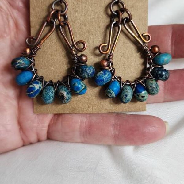 Turquoise Copper Cuff Bracelet Healing Copper Bracelets 7th Anniversary Gift Turquoise Wire Wrap ...