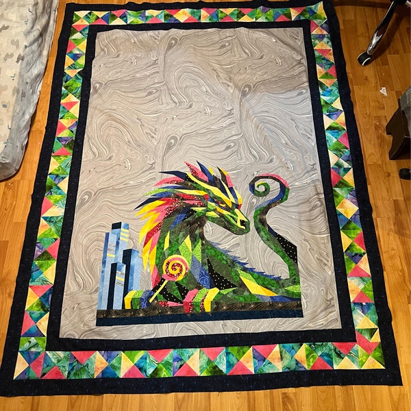 SWEET TOOTH DRAGON Quilt Pattern, Dragon Fabric Collage, Applique - Etsy