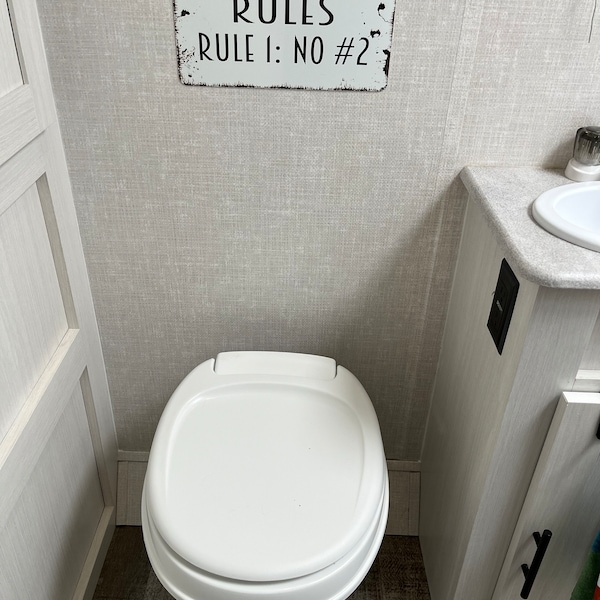 Camper Rules Rule One No Number Two Sign | Funny Camping Bathroom Sign ...