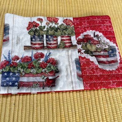 Flowers Shabby Chic Cute Mug Rug Coaster 5 X 5 Whimsical Quilted ...