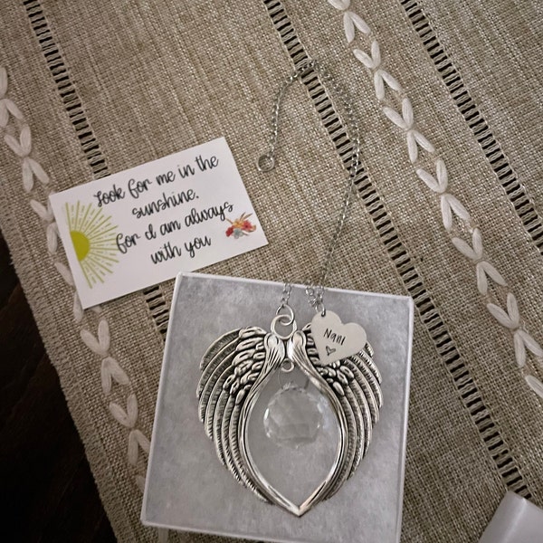 Wing Sun Catcher Sympathy Gift, Poem Card Memorial Suncatcher, Wing ...