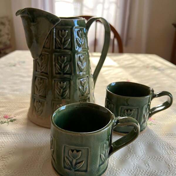 Patterned Ceramic Mug, Handbuilt Pottery, Rustic Coffee or Tea Mug ...