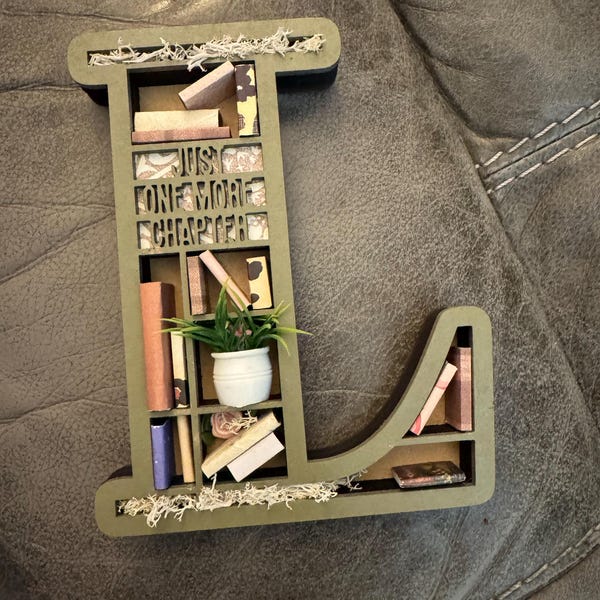 Custom Alphabet Letter Initial Book Lover Miniature Bookshelf - Book ...