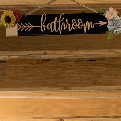 Bathroom Arrow Wood Sign Wood Sign Art Wooden Sign Laser - Etsy