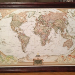 Personalized Executive World Travel Map With Pins and Frame Push Pin ...