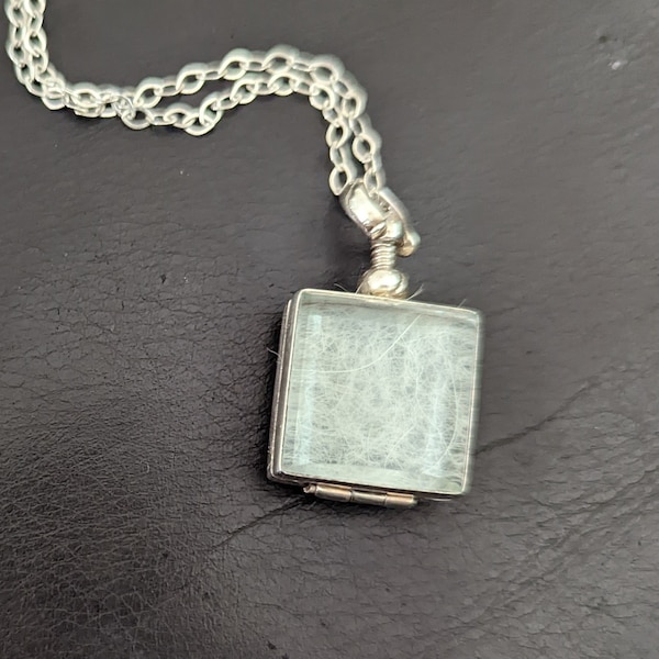 Small Square Glass Locket Keepsake Sterling Silver #7 - Etsy