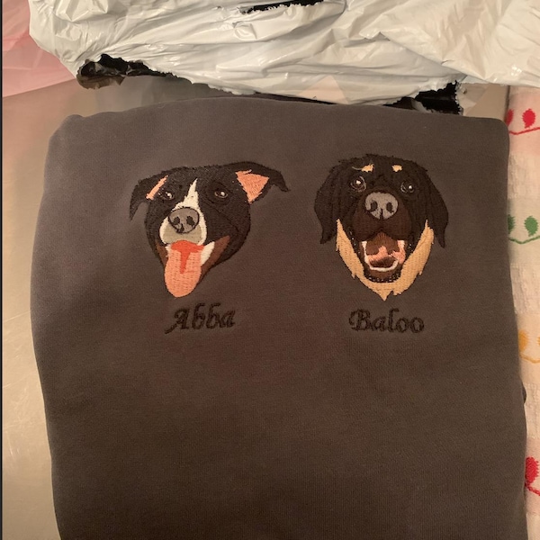 Custom Dog Face Embroidered Sweatshirt,cat Sweatshirt,embroidered Pet ...