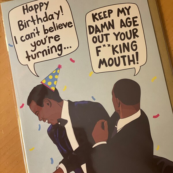 Will Smith Slap Funny Birthday Card, Funny Birthday Card, Will Smith ...