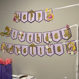 Rapunzel Banner Disney Princesses Theme Party Decor Princess Birthday ...
