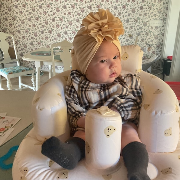 Baby Turban Hat, Baby Girl Turban, FLOWER Baby Turban,baby Stretchy Hat ...