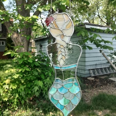 PATTERN Mermaid With Braid Stained Glass Pattern Digital Download ...