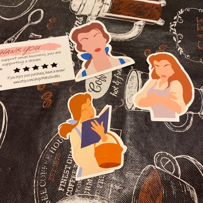 Belle Vinyl Sticker Trio - Etsy