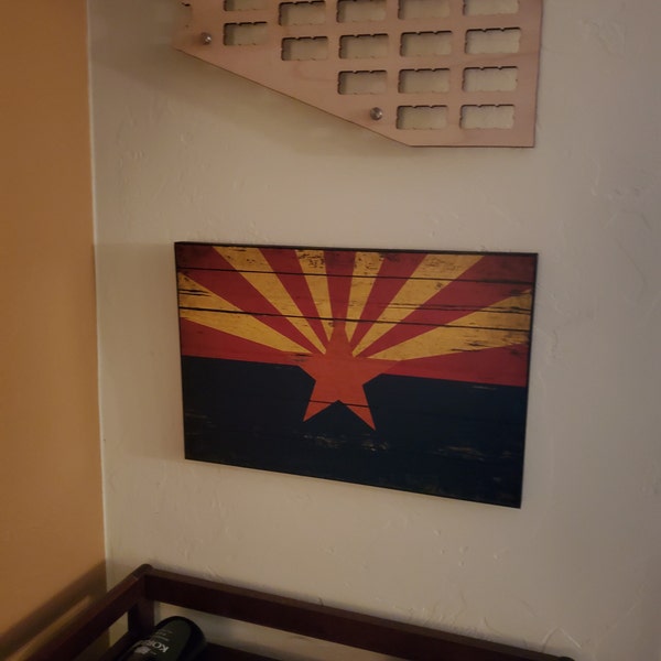 Arizona Wood Flag Flags Rustic Flags the Copper State Phoenix Wooden ...