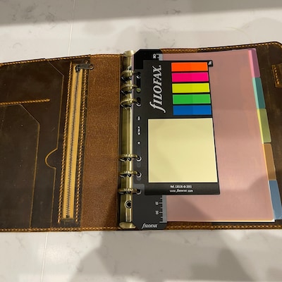 Vintage Custom Leather Cover for Filofax Organiser Organizer A5 Size ...
