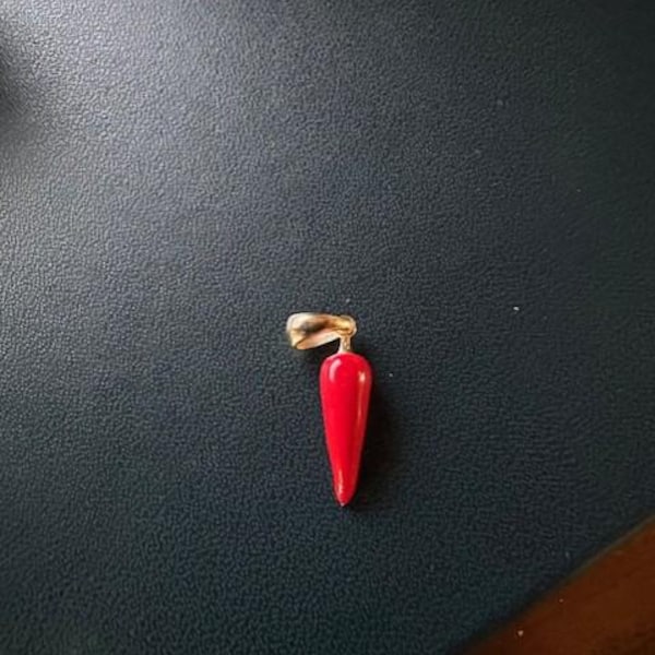 14K Gold Red Pepper Necklace, 3D Chilli Red Pepper Pendant Necklace ...