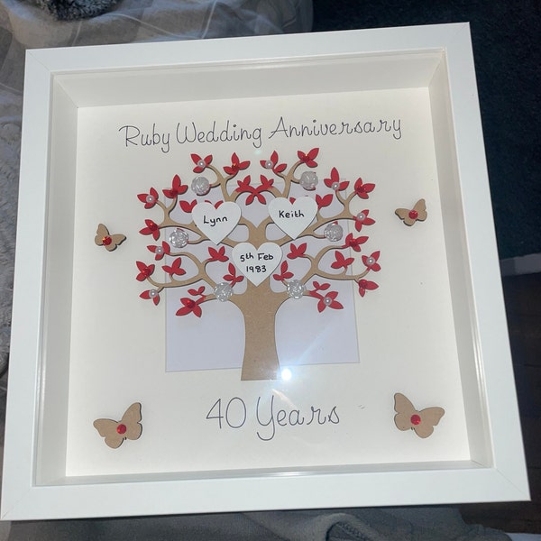 Ruby Wedding Anniversary Frame, Wedding Gift, Personalised, 40th ...