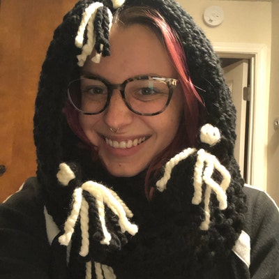 Wednesday Addams Inspired Snood Enid Scarf Infinity Scarf With Black ...