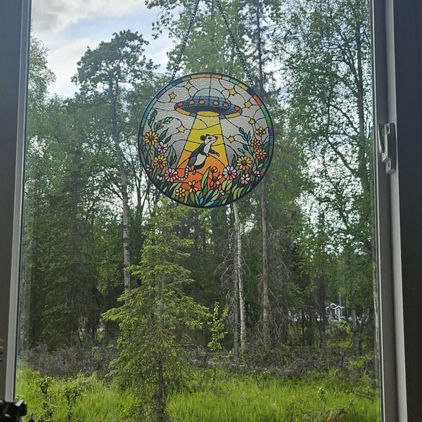 Howling Wolf GLASS Suncatcher Hanging,wolf on Cliff Window Hanging ...