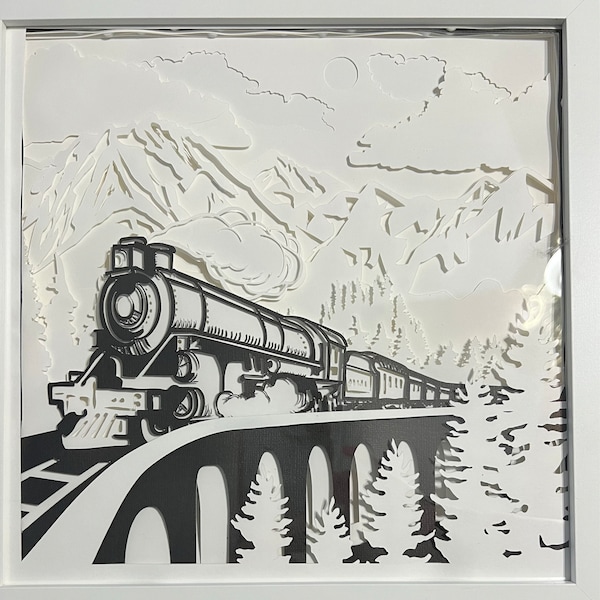 3d Old Train Silhouette, Shadow Box Templates, Paper Cut, Files for ...