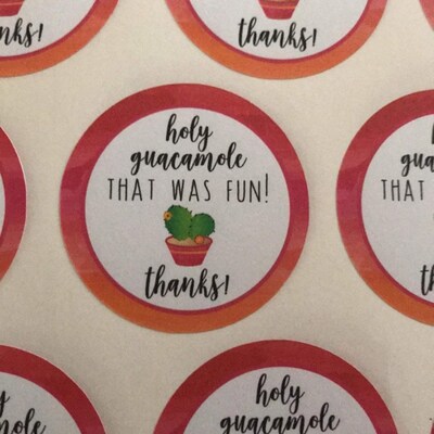 Taco Favor Sticker Holy Guacamole Party Decor Bridal Shower Baby Shower ...