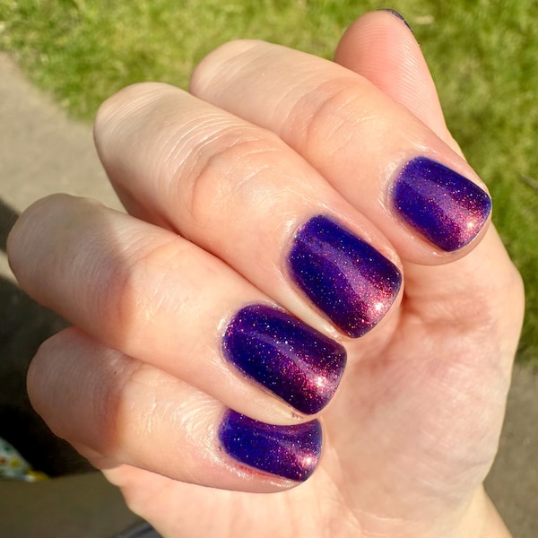 Candlelit Scrawl - Inky Purple Jelly Nail Polish With Orange Shimmer - Etsy