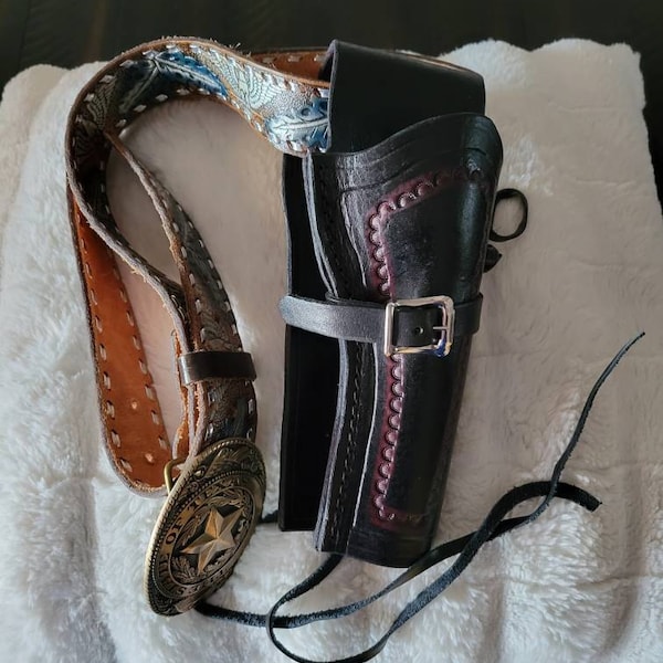 Cowboy Western Fast Draw Leather Holster Fits Colt SAA 1873 Ruger ...