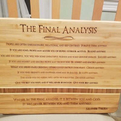 Mother Teresa Do It Anyway Final Analysis Engraved Cutting Board ...